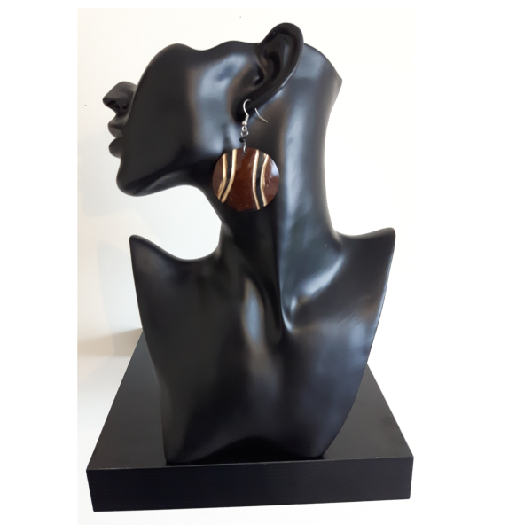 African Coconut Earring Round Shape Brown Black – Afrique Fashion Boutique